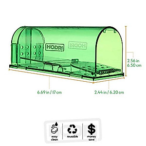 Humane Smart No Kill Mouse Trap, Cruelty Free Live Catch and Release, Easy to Set for Small Rodents Such as Mouse Mice Vole Mole Chipmunk, Reusable for Kitchen Garden Storage Garage (Green - (2 pcs))