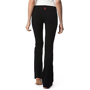 T-Party Fold-Over Waist Yoga Pants,Large,Charcoal
