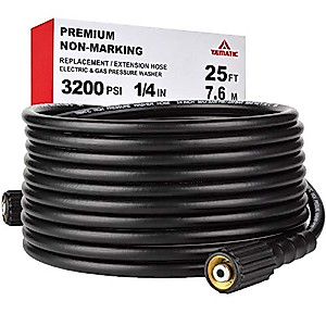 YAMATIC Pressure Washer Hose 25 FT 1/4" Kink Free M22-14mm Brass Thread Replacement For Most Brand Pressure Washers, 3200 PSI