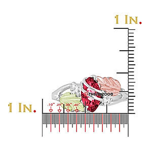 Marquise Synthetic Ruby July Birthstone Wrap Ring, Sterling Silver, 12k Green and Rose Black Hills Gold Size 7.5