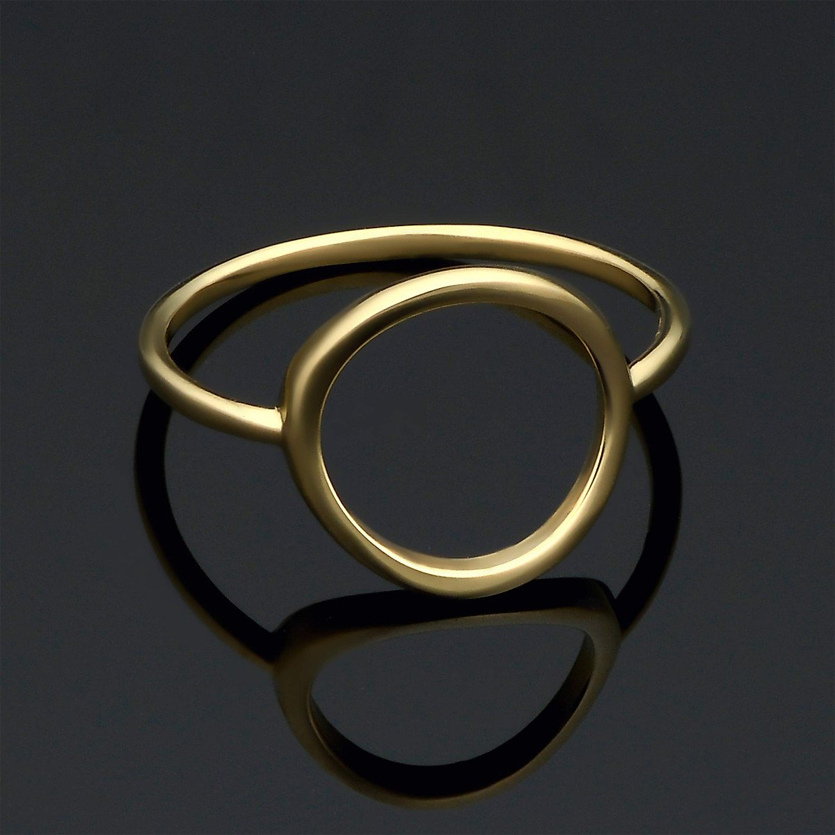 KoolJewelry 14k Yellow Gold Open Circle Karma Ring (size 7)
