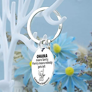 Stitch Gifts for Daughter Son Stich Birthday Gift Ohana Means Family Cute Keychains Gifts for Boys Girls Gift for Best Friend Stocking Stuffers for Teen Cartoon Accessories, Silver