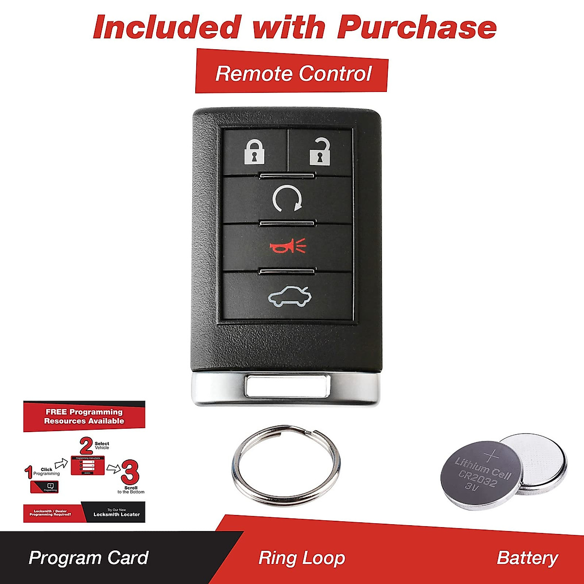 KeylessOption Keyless Entry Remote Car Smartr Key Fob for Cadillac CTS STS DTS 2008-2011 (OUC6000066)