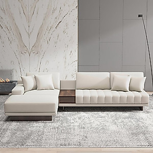 homary Sectional Sofa 126" L-Shaped Oversized Couch White Modular Sectional Sofa Living Room Couch with Storage Side Table and Ottoman