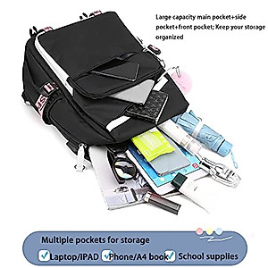 CUSALBOY 15.6 Inch Stylish Computer Backpack Teens Bag College School Casual Daypack With USB Port Business (black 3)
