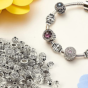 180± Silver Spacer Beads - 100g Tibetan Antique Silver Color Metal Beads Small Loose Spacer Beads with Radom Styles for Jewelry Making DIY Charm Bracelets