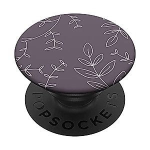 Lavender Purple / Dark Purple Hand Drawn Leaf Botanical PopSockets Standard PopGrip