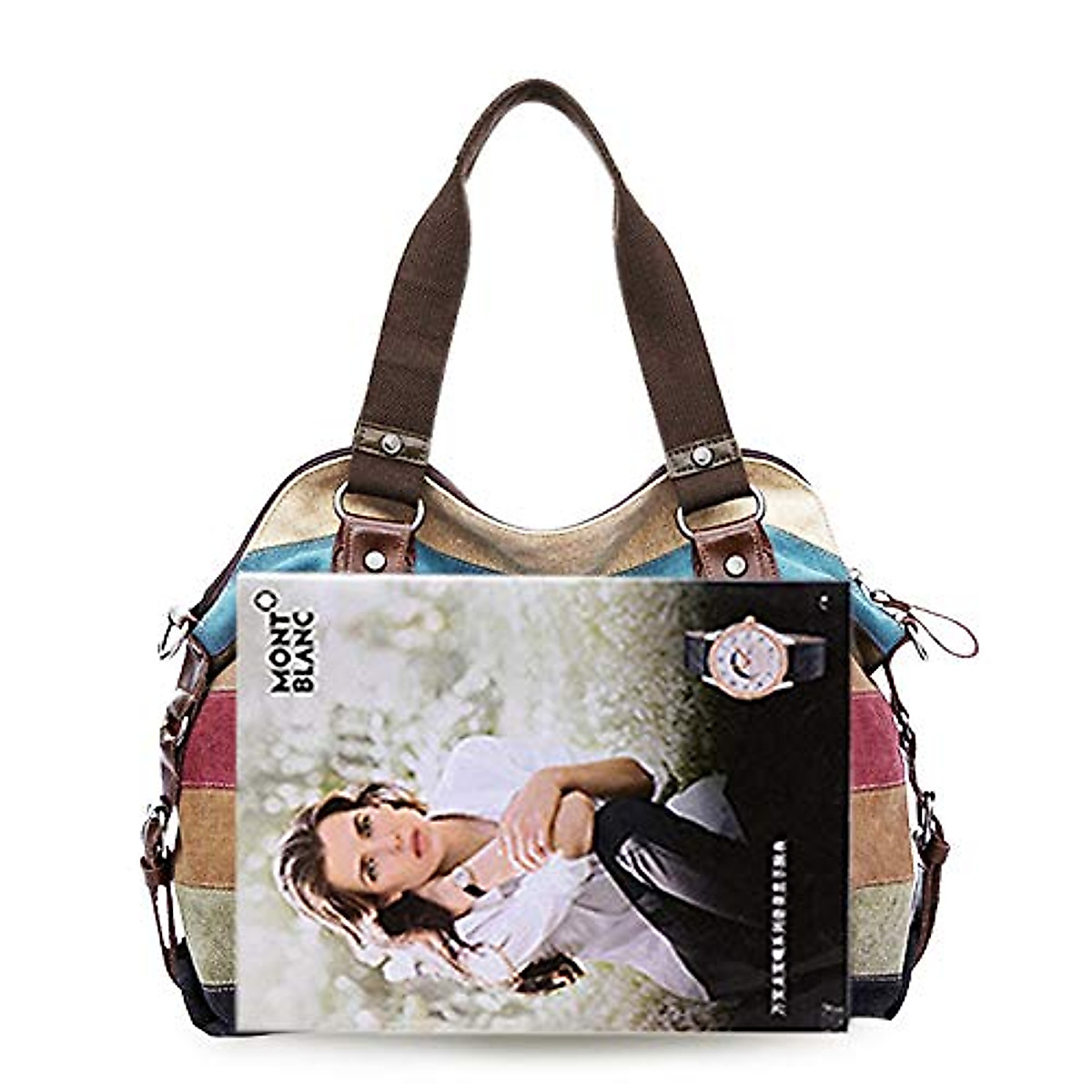 SNUG STAR Canvas Handbag Multi-Color Striped Lattice Cross Body Shoulder Purse Bag Tote-Handbag for Women (Multi Color-04)