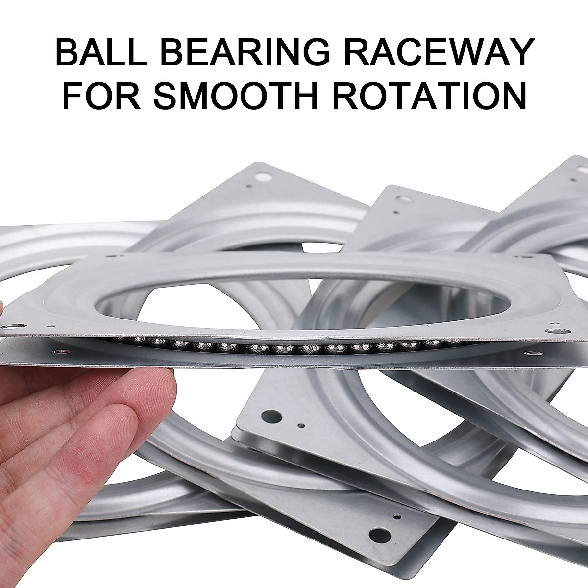 8Pack 6Inch Lazy Susan Hardware 5/16" Thick Square Lazy Susan Turntable Bearings Plate, 500lbs Capacity Rotating Swivel Bearing Plate, Lazy Susan Turntable Base for Serving Trays, Kitchen, Table