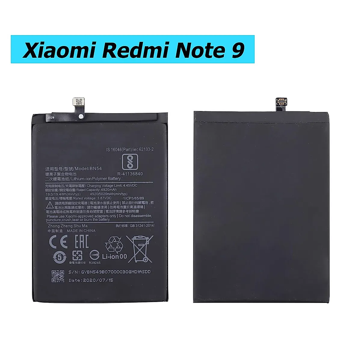 Vvsialeek BN54 Replacement Battery Compatible with Mi Mi redmi Note 9 M2003J15SC M2003J15SG Redmi 9 Poco m2 with Toolkit