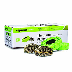 STINGER 0136260 NailPac® Cap Nails - 1" Electro Galvanized Nails with 1" Plastic Collated Caps (0136260) for use with CN100B & CN100 Cap Nailers