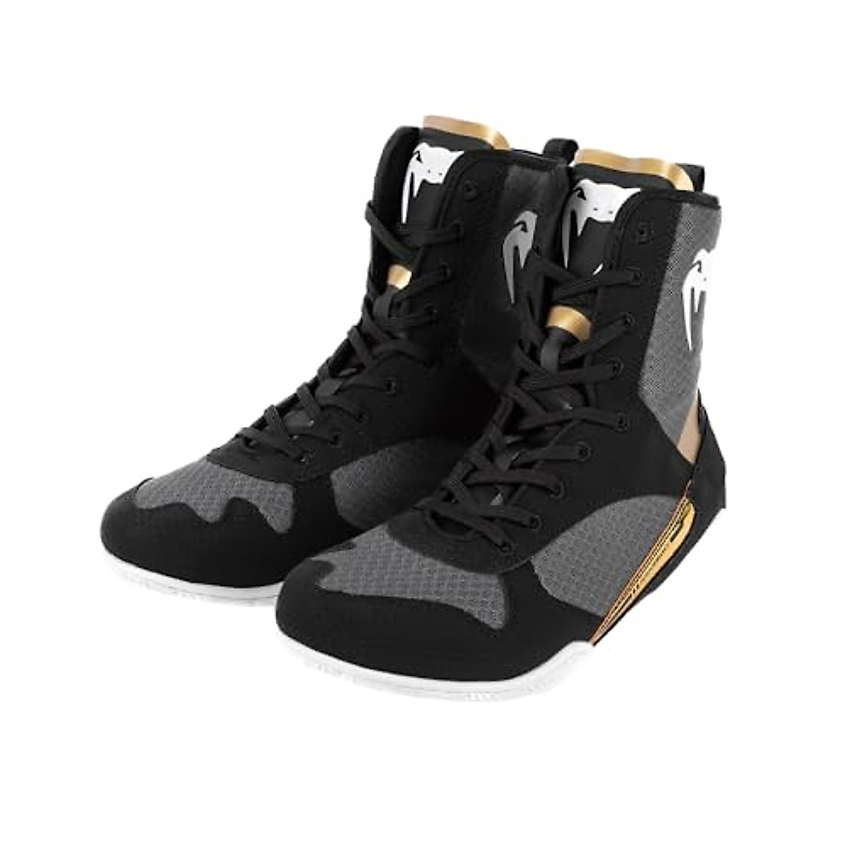 Venum Elite Boxing Shoes - Black/White-Gold