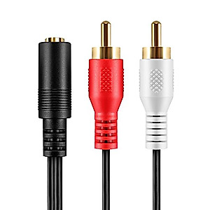 OBVIS 3.5mm to RCA Stereo Audio Cable Adapter - 3.5mm Female to Stereo RCA Male Bi-Directional AUX Auxiliary Male Headphone Jack Plug Y Splitter to Left/Right 2RCA Male Connector Plug Wire Cord