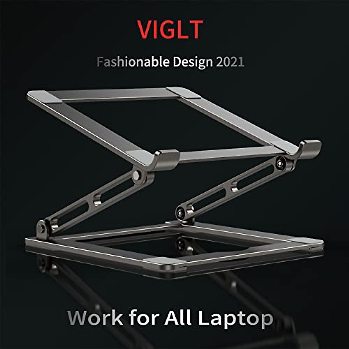VIGLT Laptop Stand for Desk, Adjustable Laptop Stand Holder Portable Laptop Riser with Multi-Angle Height Adjustable Computer Stand for MacBook Air/Pro and More Notebooks 10-17.3"-Grey