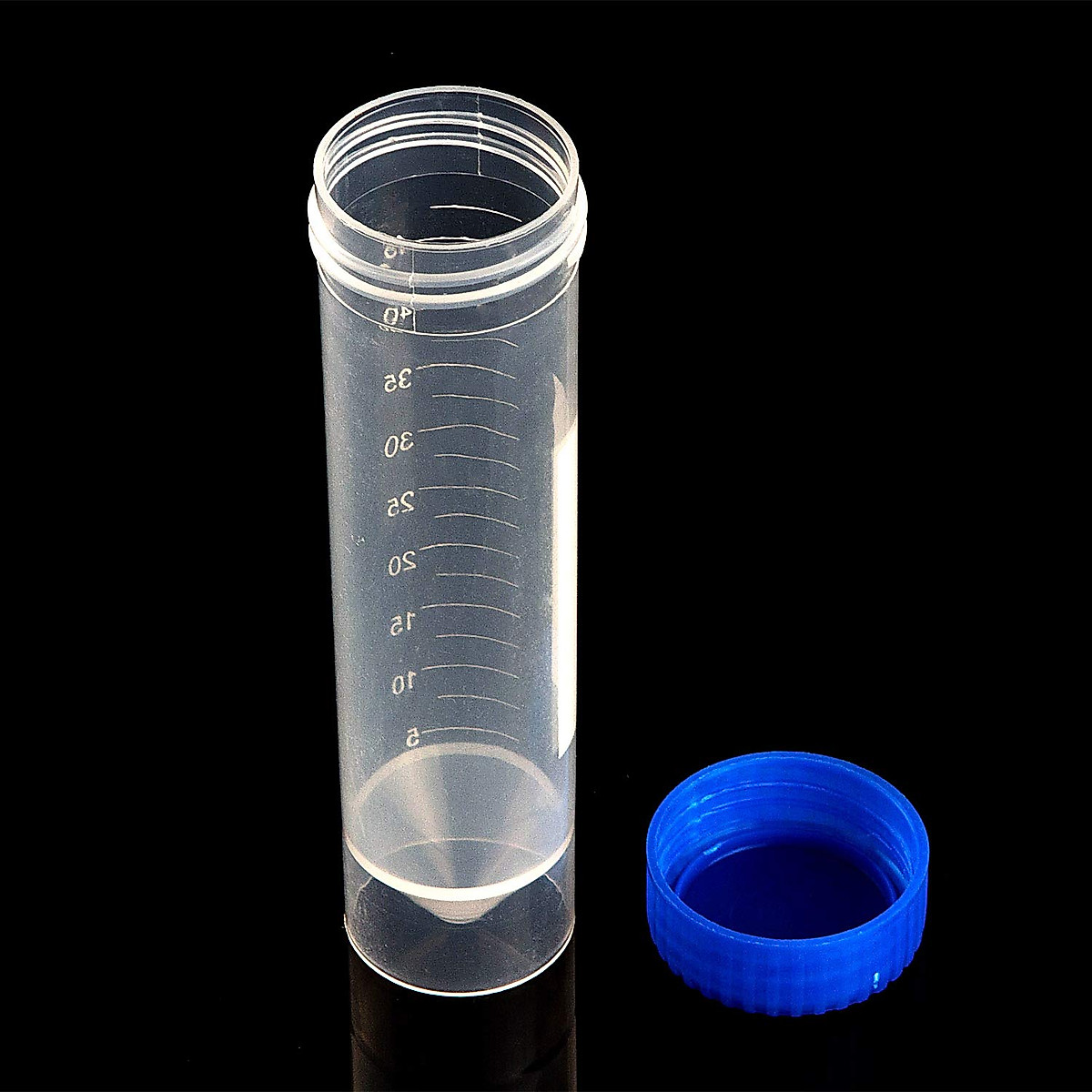 50 Pcs 50 ML Centrifuge Tubes ABuff Plastic Test Tubes with Blue Screw Caps, Clear Plastic 50ml Test Tube with Conical Bottom, Self Standing Leak-Proof PRP Tubes for Cold Storage