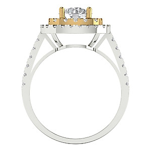 Clara Pucci 1.75ct Round Cut Solitaire Halo White Lab Created Sapphire Engagement Anniversary Bridal Ring 18K White & Yellow Gold 5.5