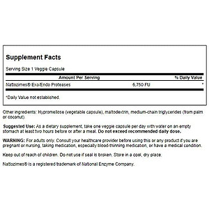 Swanson Triple-Strength Nattozimes 195 Milligrams/6750 Fu 60 Veg Capsules Enzyme (4 Pack)
