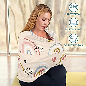 Nursing Cover Breastfeeding Scarf Colorful Rainbows and Hearts - Baby Car Seat Covers, Stroller Cover, Carseat Canopy (0na7c)