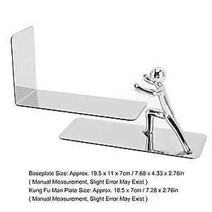Agatige Metal Bookends, Book Stoppers Fung Fu Man Heavy Duty Stainless Steel Man Bookends Nonskid Bookends Art Bookend