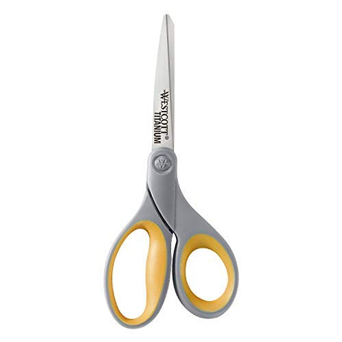 Westcott ‎17598 8-Inch Titanium Scissors For Office and Home, Yellow/Gray, 4 Pack