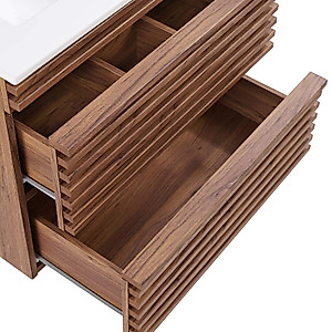 Modway Render 24" Wall-Mount Bathroom Vanity in Walnut White