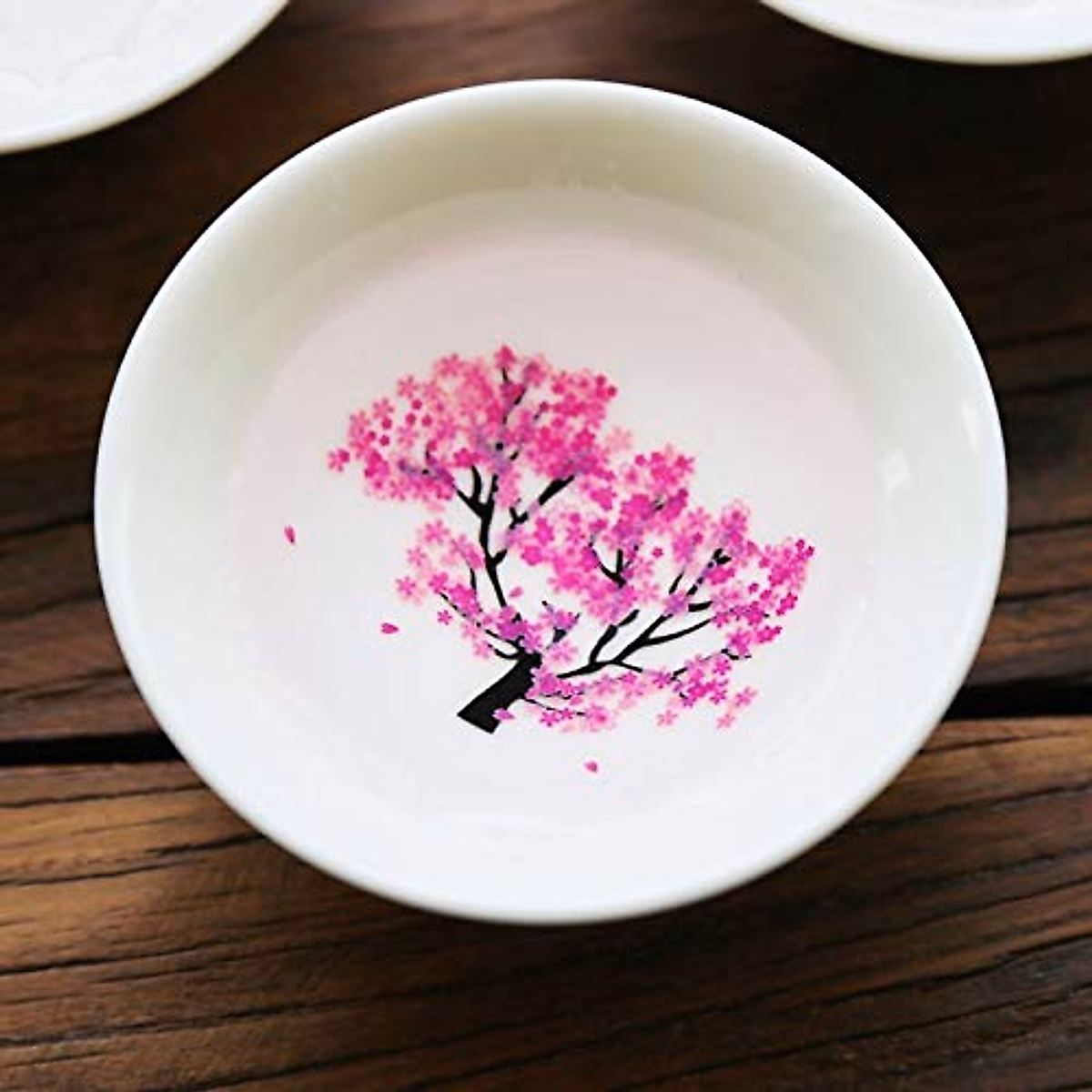 Japanese Cherry Blossoms Sake Cup, Cold and Hot Temperature Color Change Tea Cup, Magic Cherry blossoms Flower Display Ceramic Teacup Gift (HOT&COLD Changing Cherry Blossom)