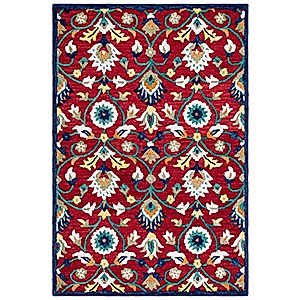 SAFAVIEH Blossom Collection 8' x 10' Red/Ivory BLM562Q Handmade Floral Premium Wool Living Room Dining Bedroom Area Rug