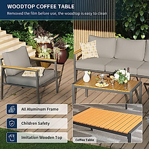 Amopatio Aluminum Patio Furniture Sofa,All-Weather Metal Outdoor Sofa,Modern 2-Seat Couch with Waterproof Covers,Dark Grey (ONLY LOVESEAT)