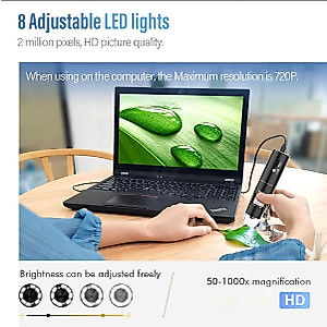 Digital Microscope Handheld USB HD Inspection Camera 50x-1000x Magnification with Stand Compatible with Samsung Galaxy, Android, Mac, Windows Computer
