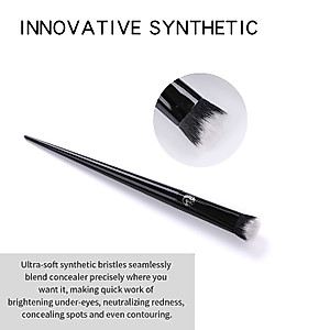 ENERGY Precision Concealer Brush Under Eye Nose Contour Foundation Brush for Liquid Cream Foundation Powder Eyebrow Concealer Blending Baking Buffing Vegan Premium Synthetic Makeup Brush Black