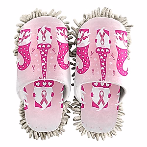 Kigai Microfiber Cleaning Slippers Pink Cute Gnomes Washable Mop Shoes Slipper for Men/Women House Floor Dust Cleaner, Size M