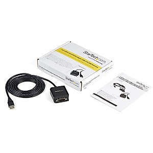 StarTech.com 6ft (1.8m) 1-Port FTDI USB to Serial RS232 Adapter Cable with COM Retention, USB to RS232 Adapter - TAA