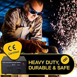 ELC T Series 3000+ Watt Voltage Converter Transformer - Step Up/Down - 110v to 220v / 220v to 110v Power Converter - Circuit Breaker Protection, CE Certified [3-Years Warranty]