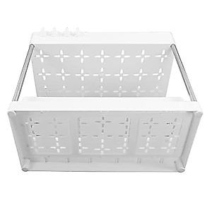 Bonwuno Under Sink Organizer Large Capacity, 2 Tier Slide Out Cabinet Basket Organizer, Cabinet Storage Shelves with Hooks,for Bathroom Kitchen Laundry (White)