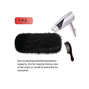 Rulala Fancy Faux Fur Headband for Women Winter Earwarmer Earmuff with Elastic(Black)