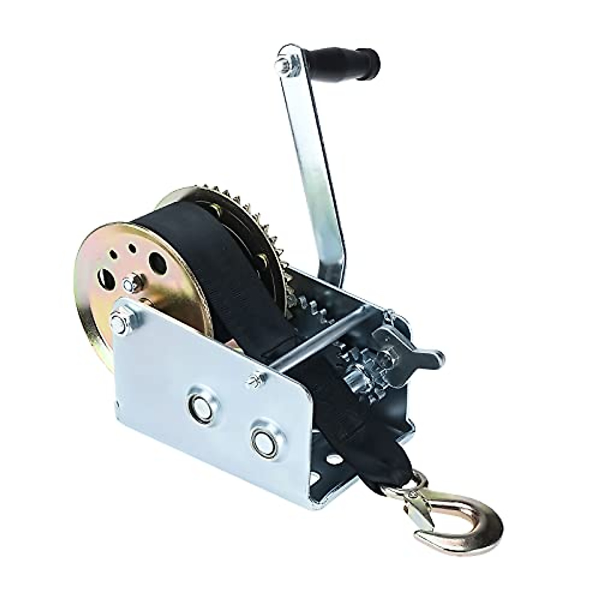 8MILELAKE Heavy Duty 2500lbs Hand Winch Crank Strap Gear Winch for Trailer Boat ATV
