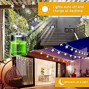 Solar Outdoor Lights Christmas Star Lights Outdoor Total 46FT 100LED Solar Lights Outdoor Waterproof 8 Modes Solar String Lights Solar Outdoor Lights Decorative for Garden Yard Party Warm White 2 Pack