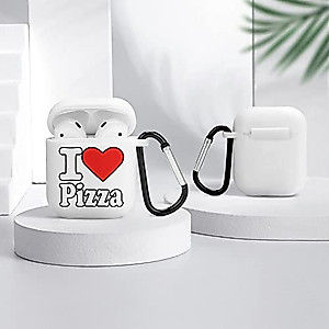 I Love Pizza Silicone AirPods Case Protective Cover Compatible with AirPods 2 & 1 with Keychain