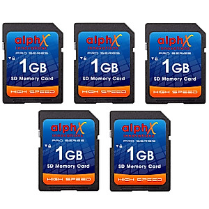 AlphX 1gb SD Secure Digital Memory Cards, Pack of 5 - Compatible with All Digital Cameras