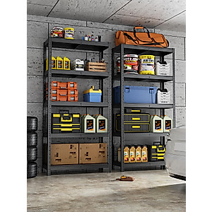 5-Tier Adjustable Metal Storage Shelves,Heavy Duty 1750 lbs Capacity Shelving,Waterproof Rust-Resistant Tool-Free Assembly Multi-Functional Garage Shelves Utility Shelf Rack 15.75"Dx31.5"Wx72"H