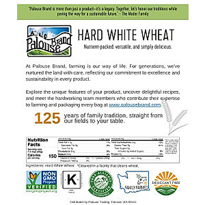Hard White Wheat Berries | 3-4 LB Kraft Bags (12 LBS total) | Desiccant Free | Sproutable | Non-GMO Project Verified | Kosher