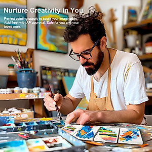 AUREUO Mini Stretched Canvas - 3x3 Inch/24 Pack - 2/5 Inch Profile Small Square Canvas - Gift Set Bulk Pack Canvases for Acrylic Painting & Craft