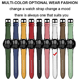 PU Leather Bands Compatible for Samsung Galaxy Watch 4 Band 40mm 44mm,20mm Adjustable Sport Replacement Watch Band Straps for Galaxy Watch 4 Classic Band 42mm 46mm Women Men, White