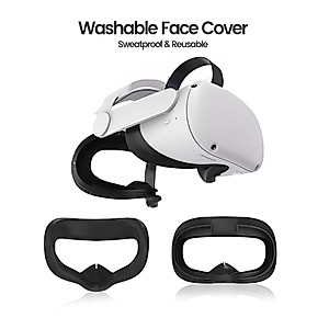Gwyoneaon Protective Cover for Oculus/Meta Quest 2 Accessories, Silicone Controllers Grip Cover Protector, Soft Shell Skin with Face Cover and Lens Cover (Black)