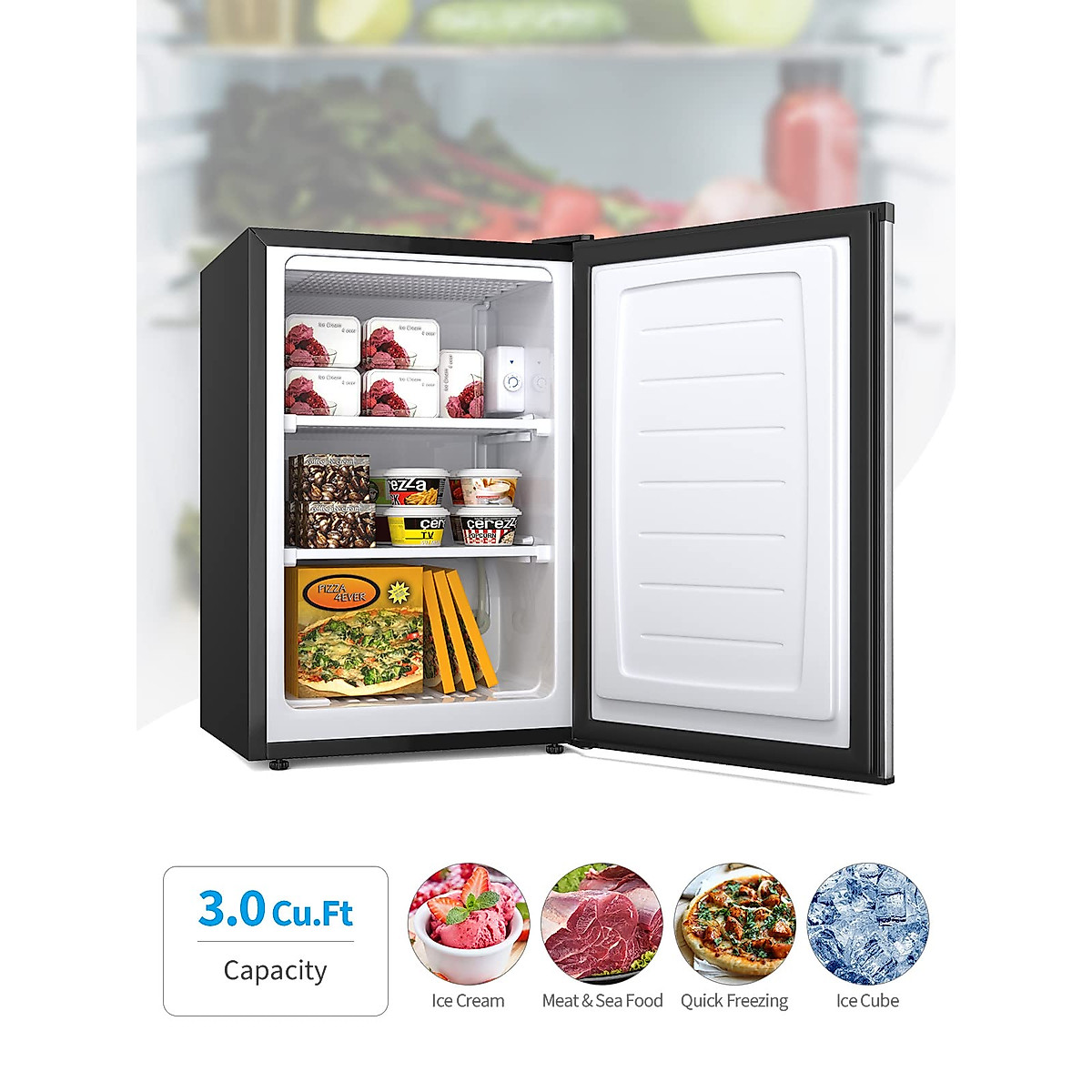 HOMGX Compact Upright Freezer, Mechanical Control Freezer w/7 Grade Adjustable Thermostat, EP23796 Upright Freezers