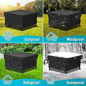 Velway Square Gas Fire Pit Cover - Outdoor Heavy Duty Patio Fire Pit Cover Fits for 28-34 Inch Waterproof Windproof Full Coverage Dustproof Anti UV&Tear Resistant, 34"x34"x16", Black