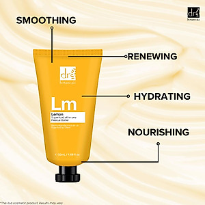 Dr Botanicals Lemon Rescue Body Butter w/Shea - Spa Quality Moisturizer - Dry Skin - Feet - Elbows - Knees - Coconut Lemongrass & Almond Oil - Penetrates Fast - Soft Supple & Radiant - 1.69oz