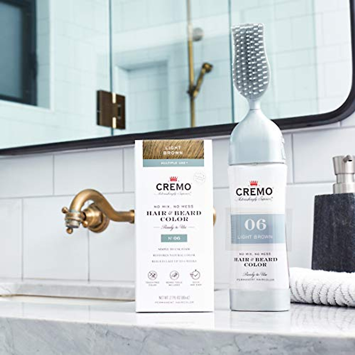 Cremo No Mix No Mess Hair and Beard Color, Light Brown, 2.7 Fl Oz