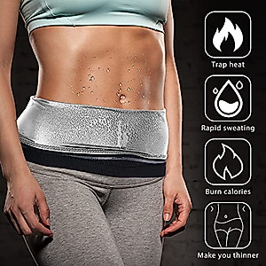 Geyoga Waist Trimmer Sweat Waist Trainer Wrap Stomach Wraps for Women Bodybuilding (Silver Inner,S)