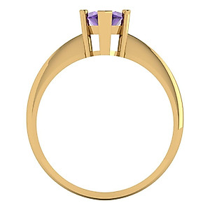 Clara Pucci 1.4ct Marquise Cut Solitaire Natural Amethyst Proposal Wedding Bridal Designer Anniversary Ring 14k Yellow Gold for Women